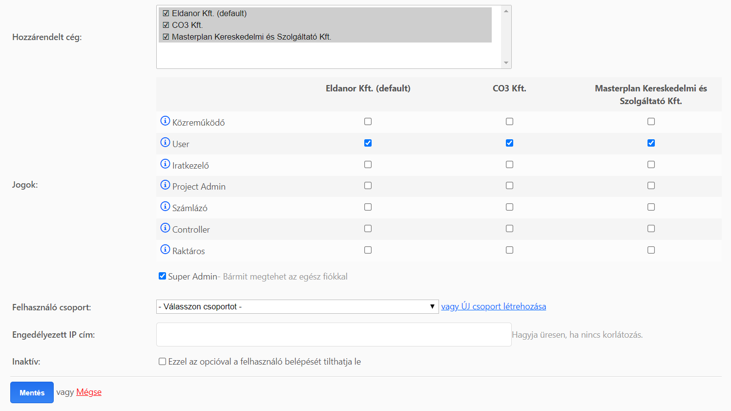 Felhasználók napi munkaideje és órabére | CO3 Felhasználói kézikönyv